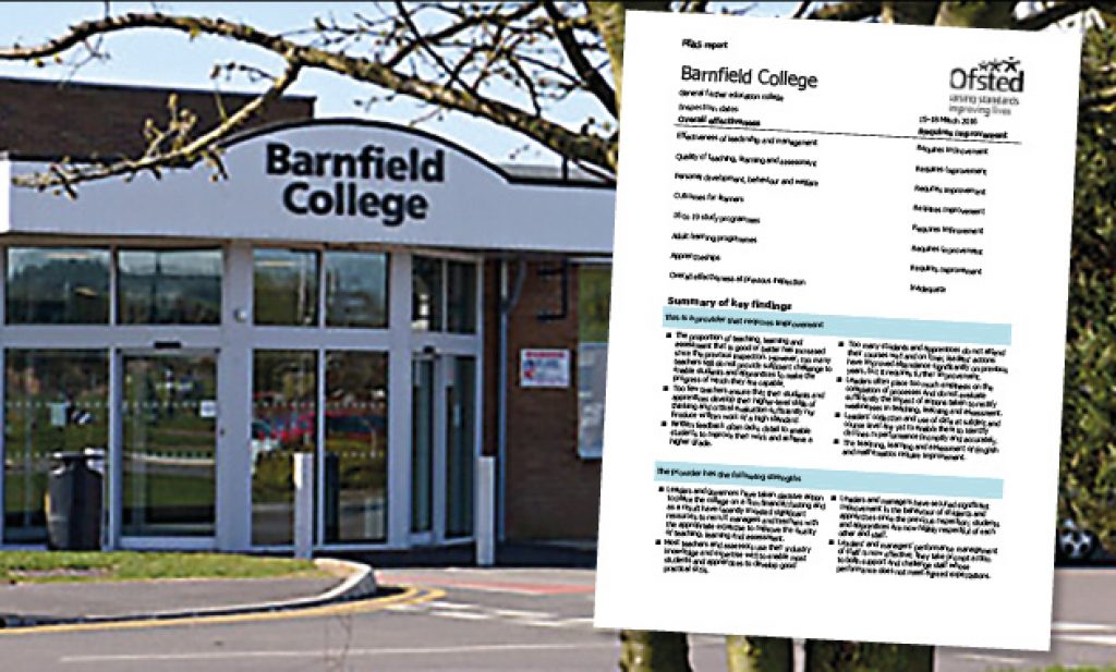 Barnfield College welcomes improved Ofsted rating
