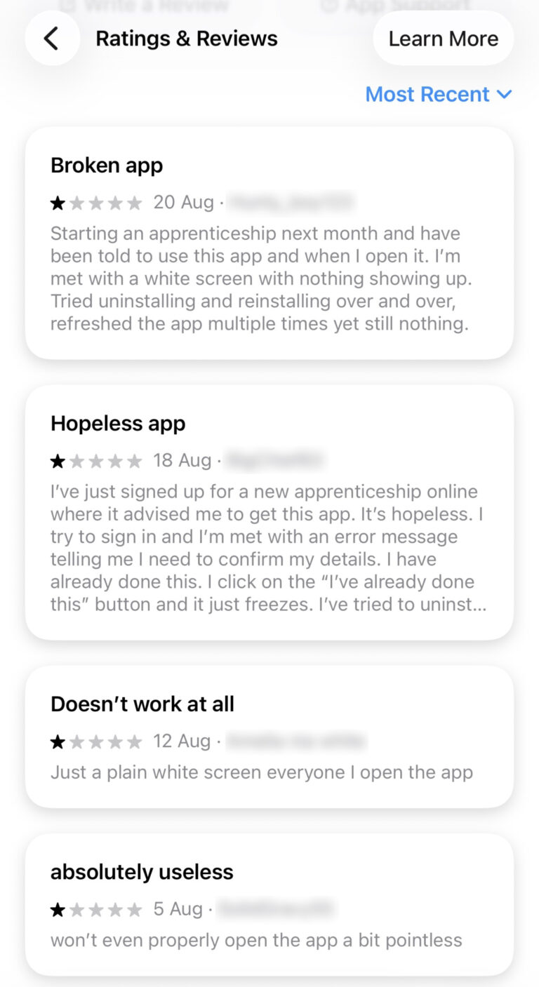 'World-class' government apprenticeship app flops